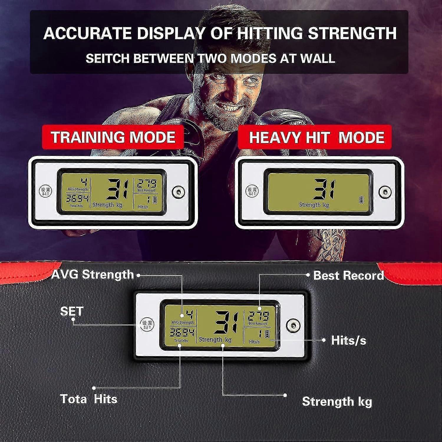 Boxing strength tester punch force sensor height-adjustable wall ...