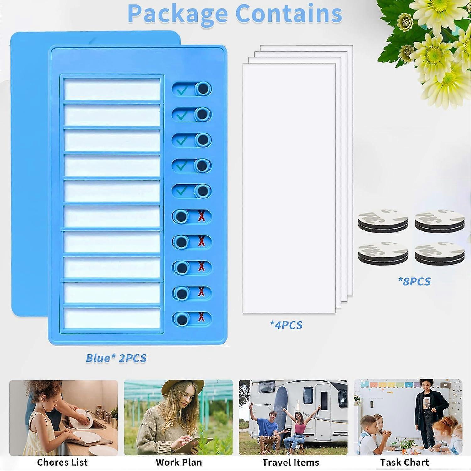 2 Pcs Chore Chart for Kids to Do List Board, Checklist Board Chore Charts Plastic Blank Daily ...