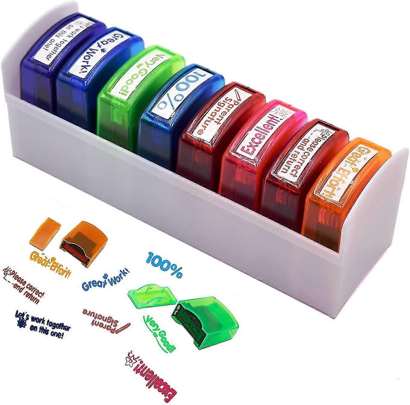 Self-inking Teacher Stamp Set (8pcs) For Grading Classroom Teachers ...