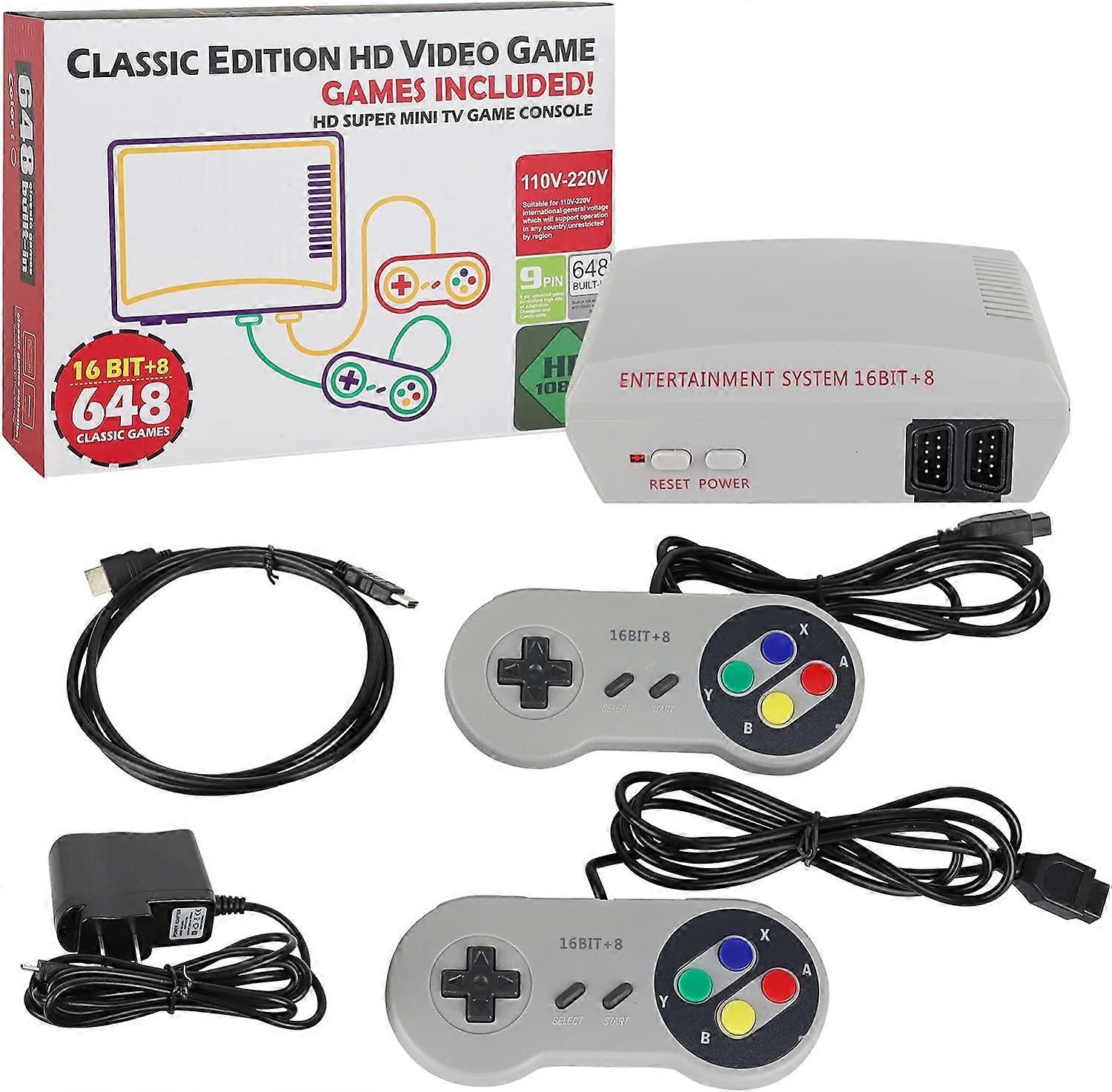 Classic Retro Game Console HDMI Input, Mini Plug and Play Video Game Built-in 648 Retro Games ...