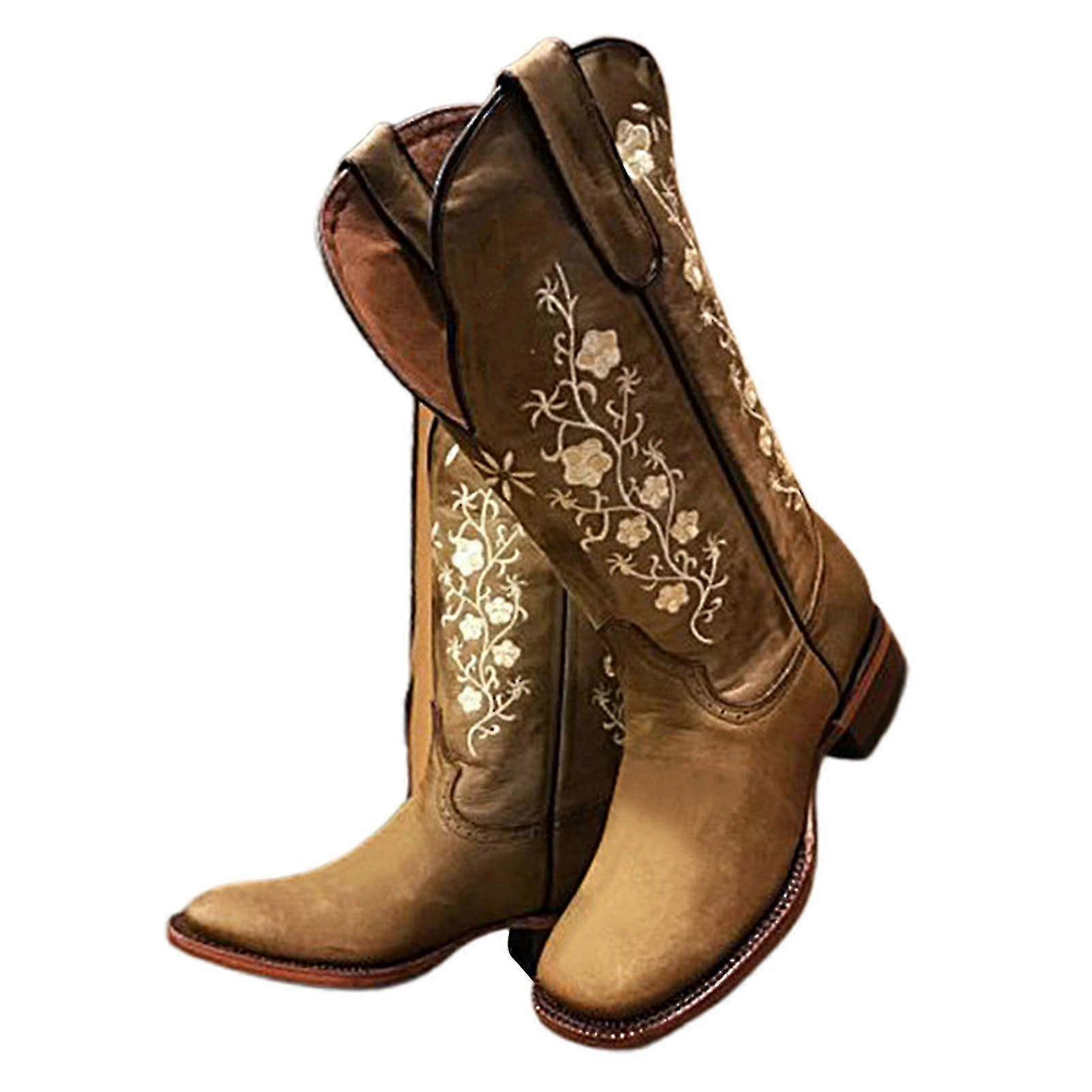 Women's Cowboy Cowgirl Boots Modern Western Embroidered Wide Calf ...
