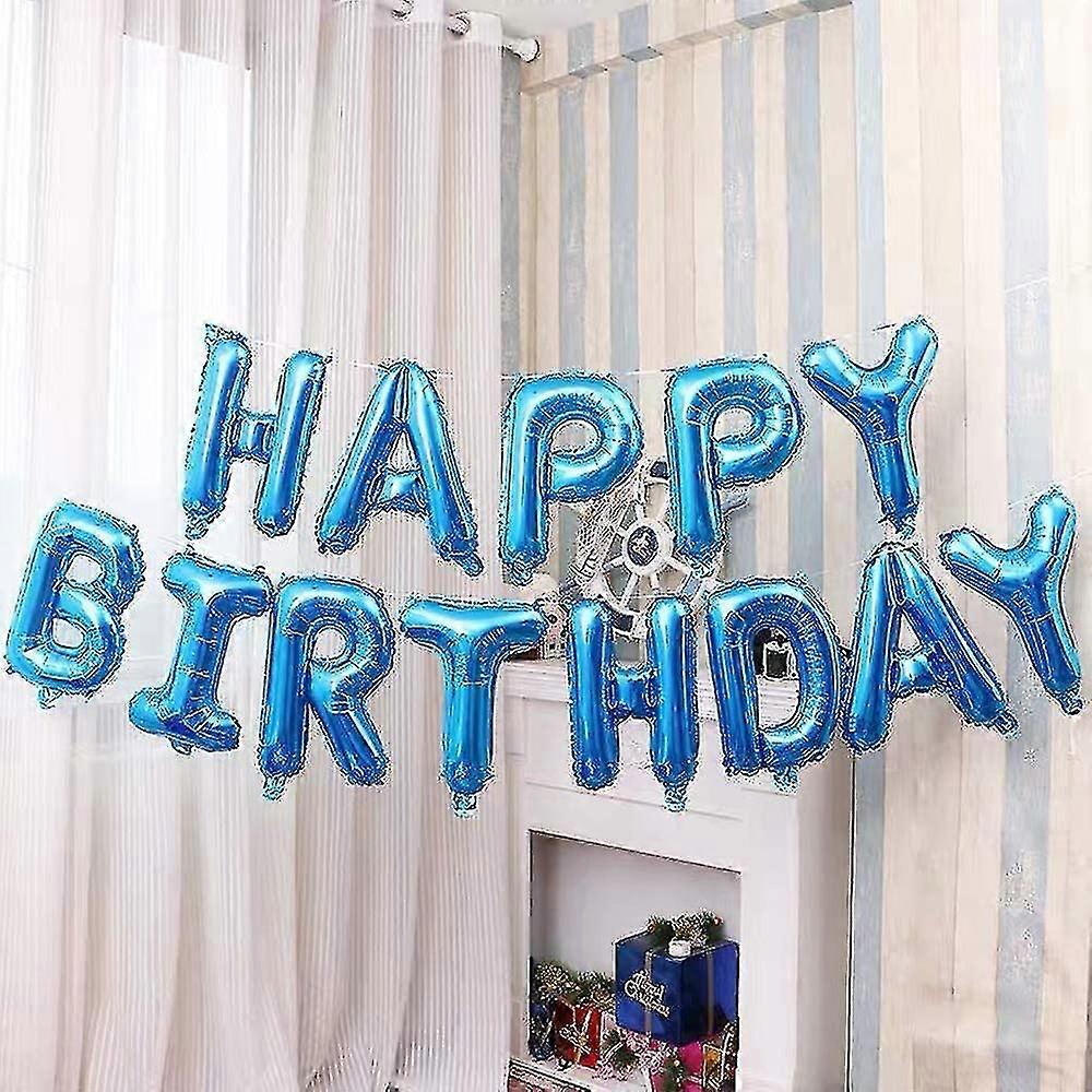 Happy Birthday Balloon Banner Blue / Happy Birthday Banner Rose Gold ...