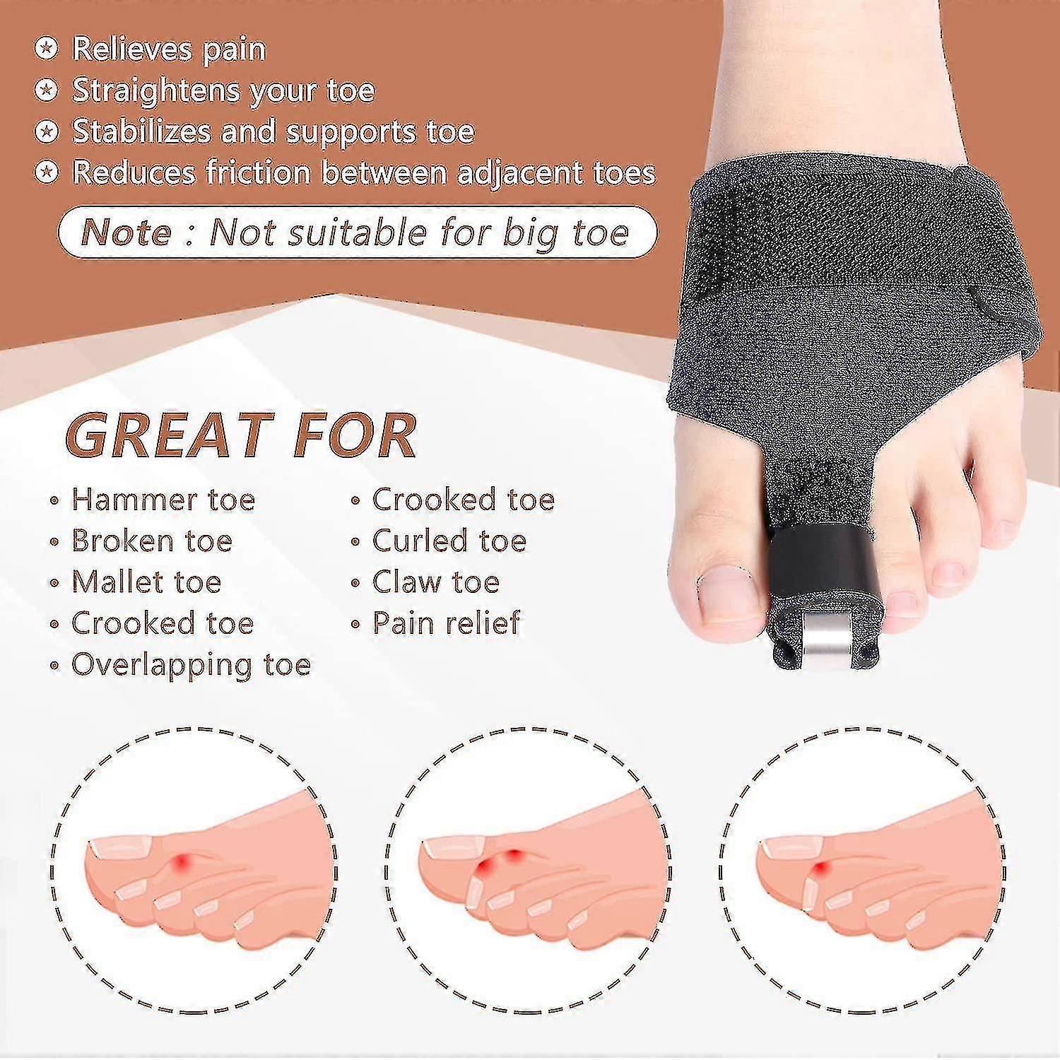 Toe Splint, Toe Straightener Hammer Toe Corrector, Toe Brace Support ...