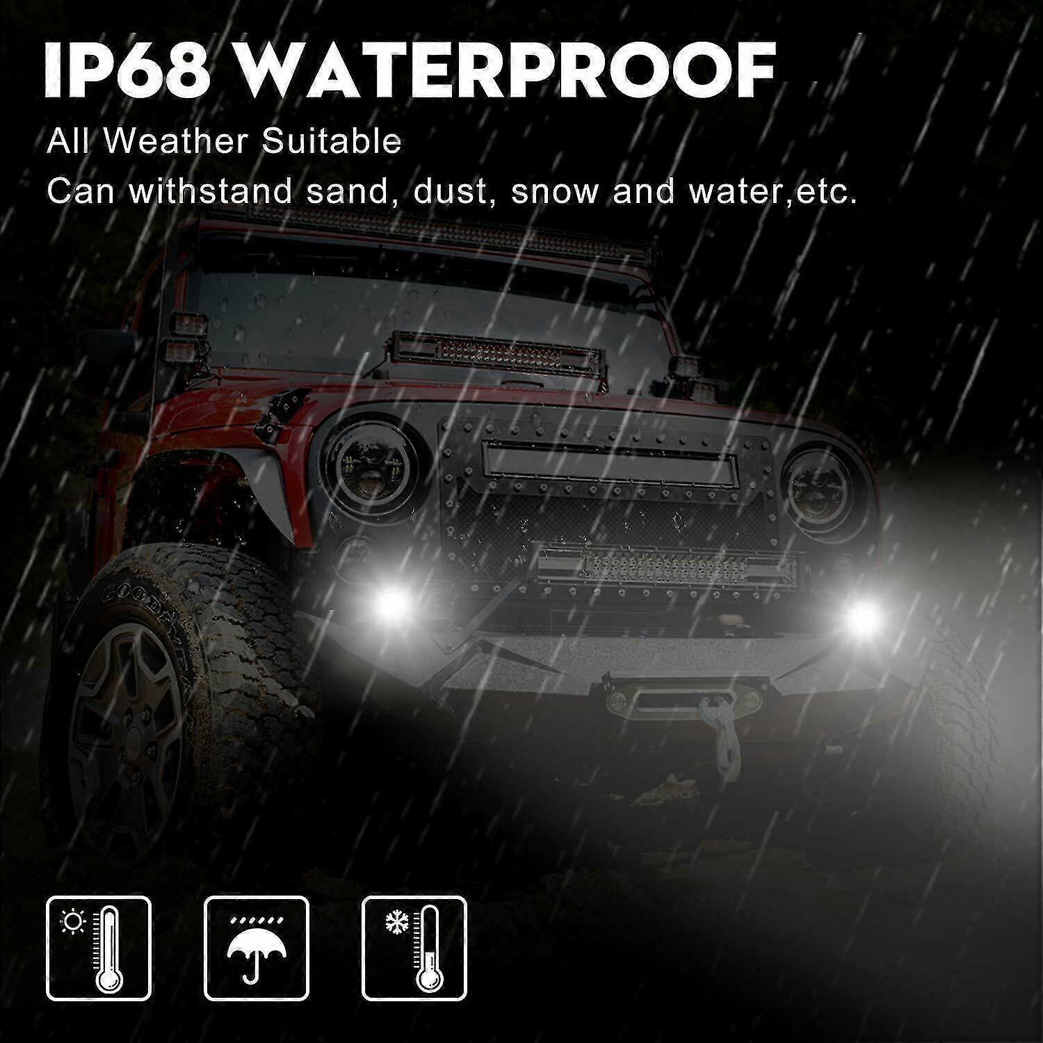 4X LED Work Light Pods Round Amber Spot Combo Light Amber Fog Lamp for ...