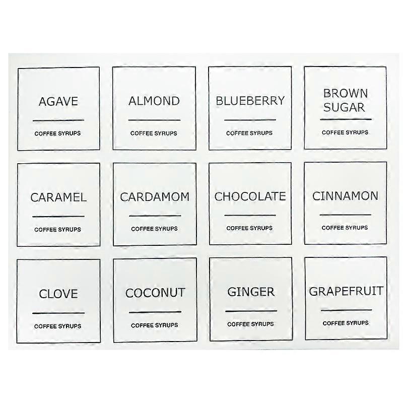 3 Sheets Coffee Syrup Labels Waterproof PVC Coffee Syrup Labels Coffee ...