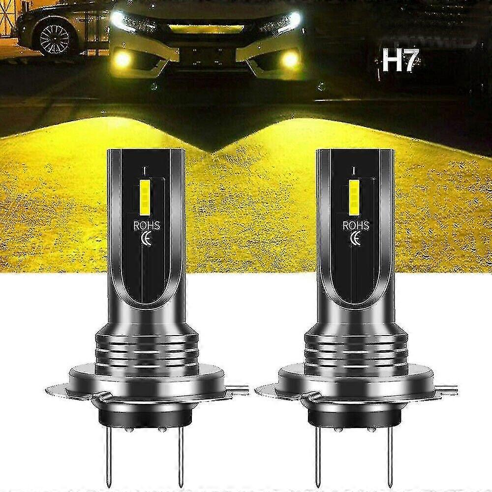 2pc H7 LED Headlight Halogen Bulbs Kit Car Fog Light 3000K Error Free ...