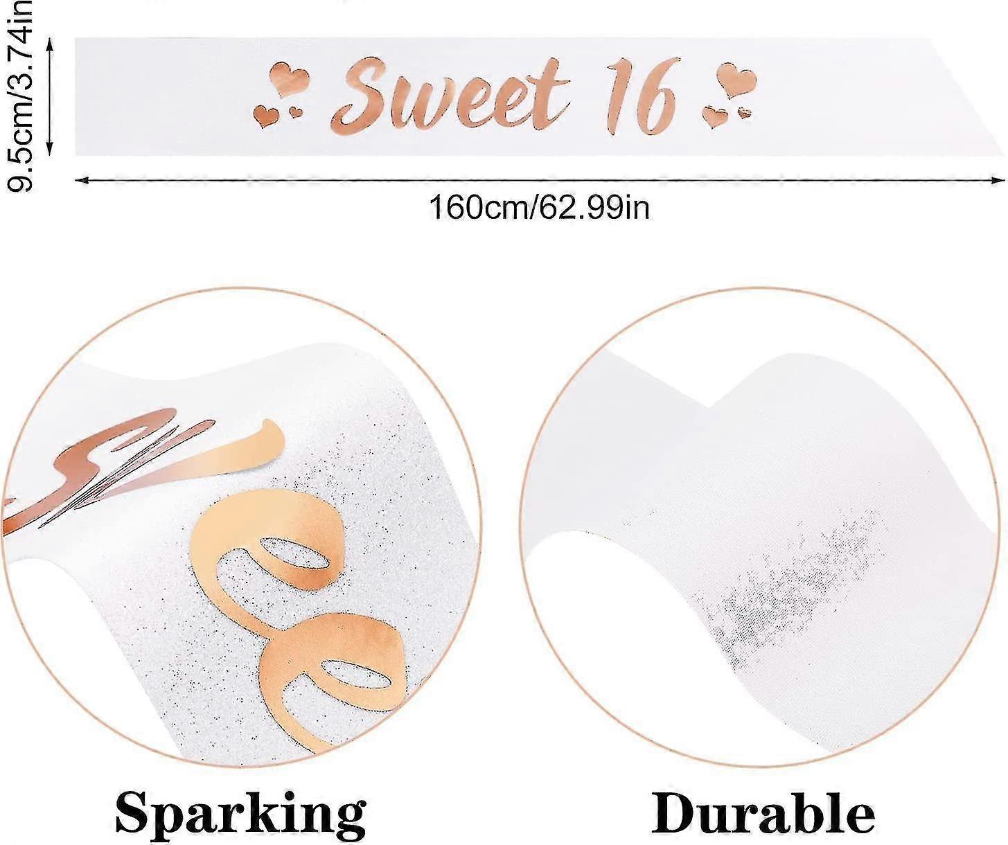 16th Sash And Tiara Sweet 16 Sash Rhinest S Cake Topper For Girls 16th ...