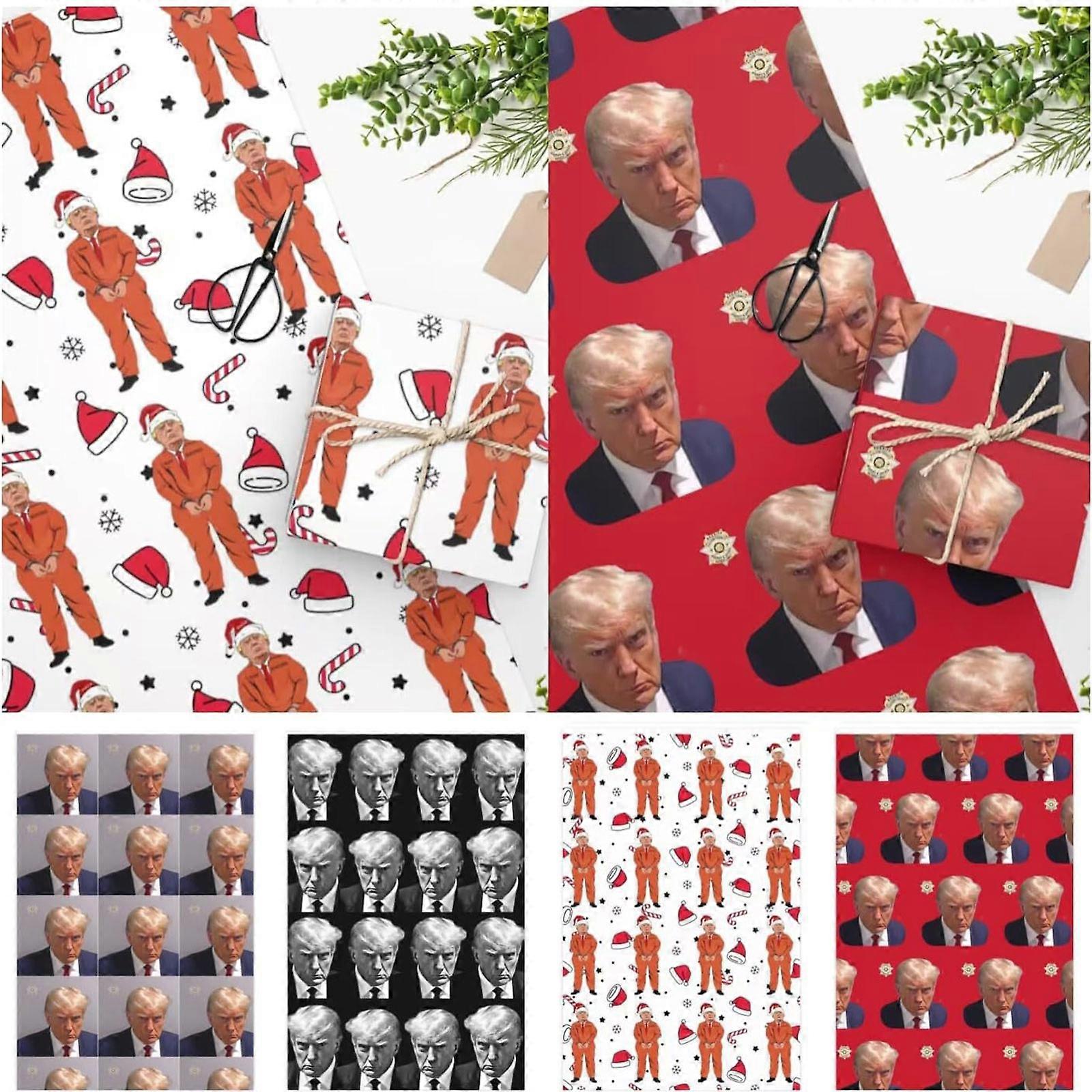 American Donald Trump Santa Hat Funny Fashion Wrapping Paper,70x50cm ...