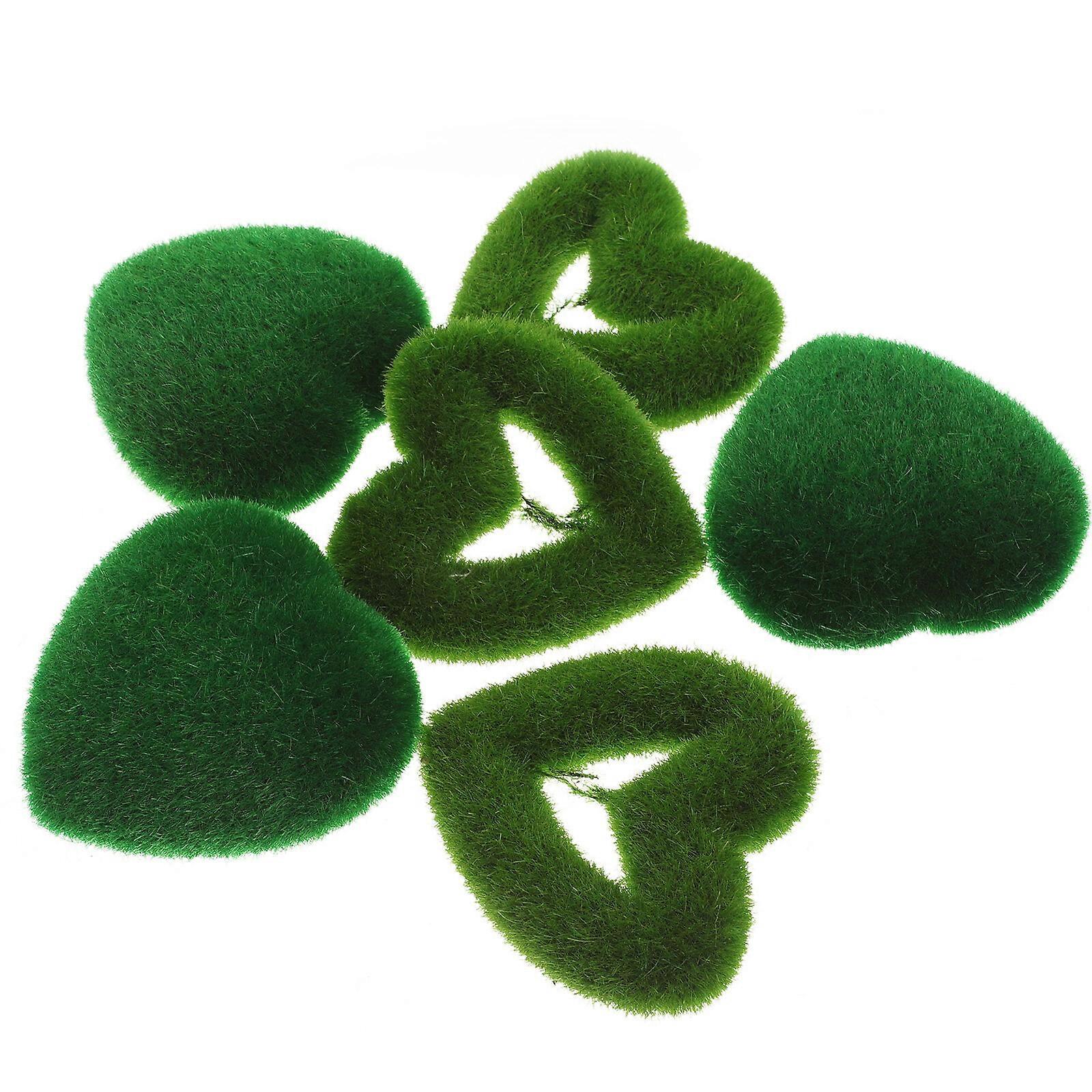 6pcs Heart Shaped Moss Bonsai Decor Diy Moss Bonsai Ornament Window ...