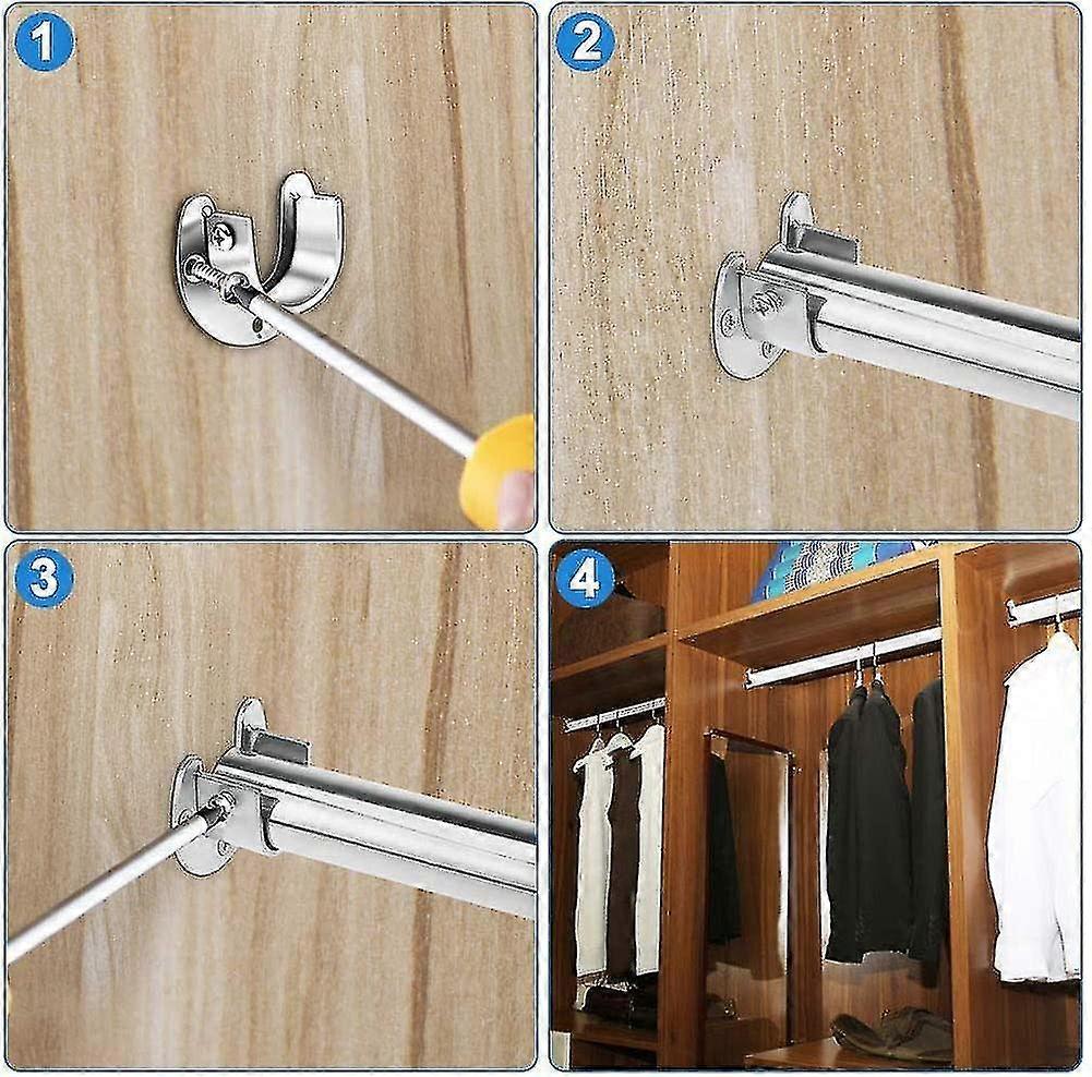 4 Pack Stainless Steel Closet Pole Sockets Rod Socket Flange Set Rob ...