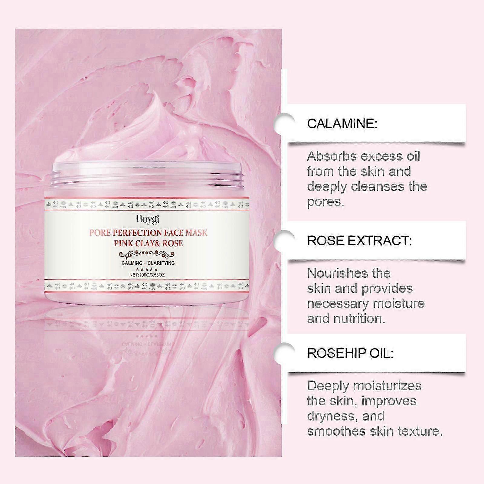 Pink rose clay mask, gently clean the face, moisturizing mask, soft and ...