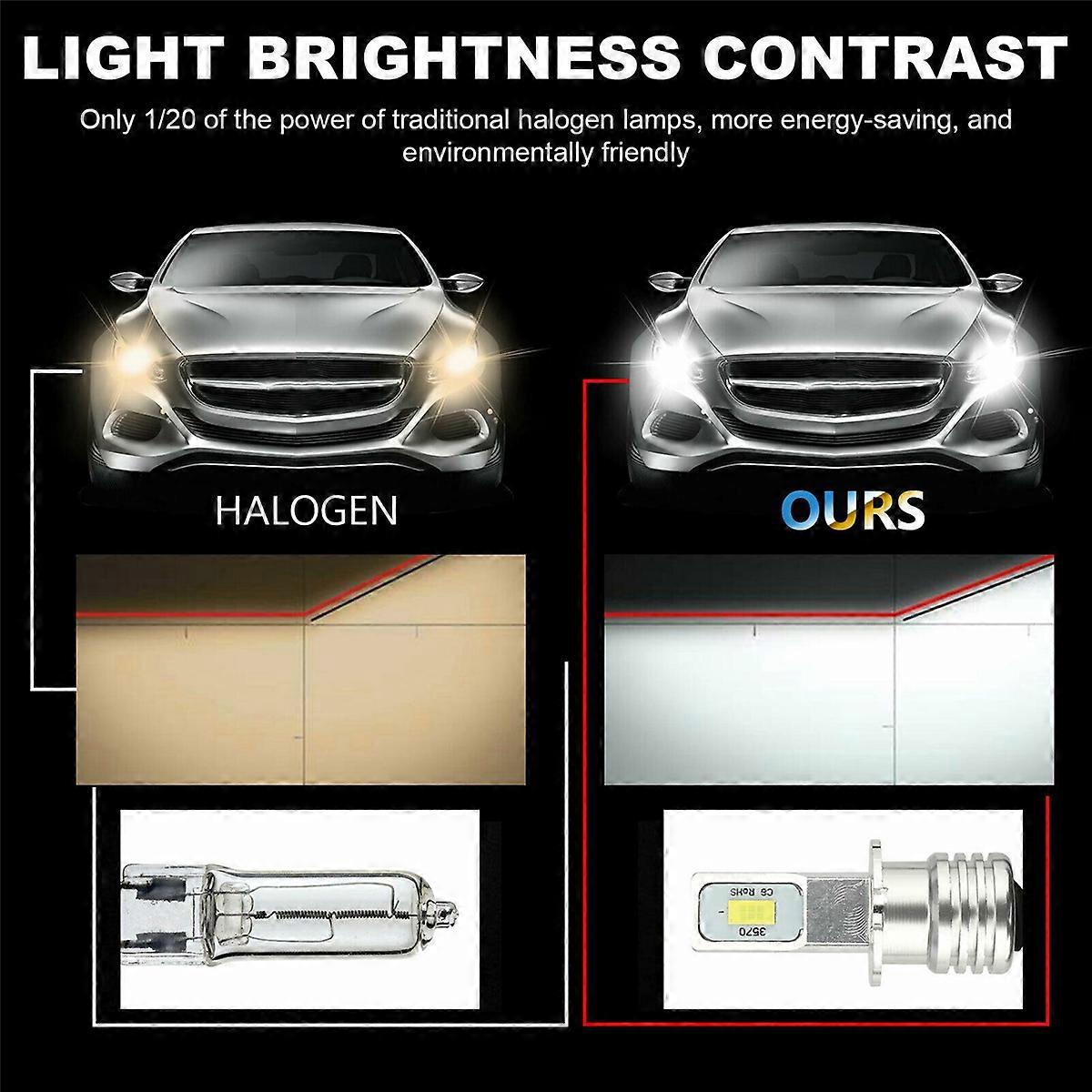 2X H3 Super Bright LED Headlight Fog Light Driving Lamp Bulb Kit 6000K ...
