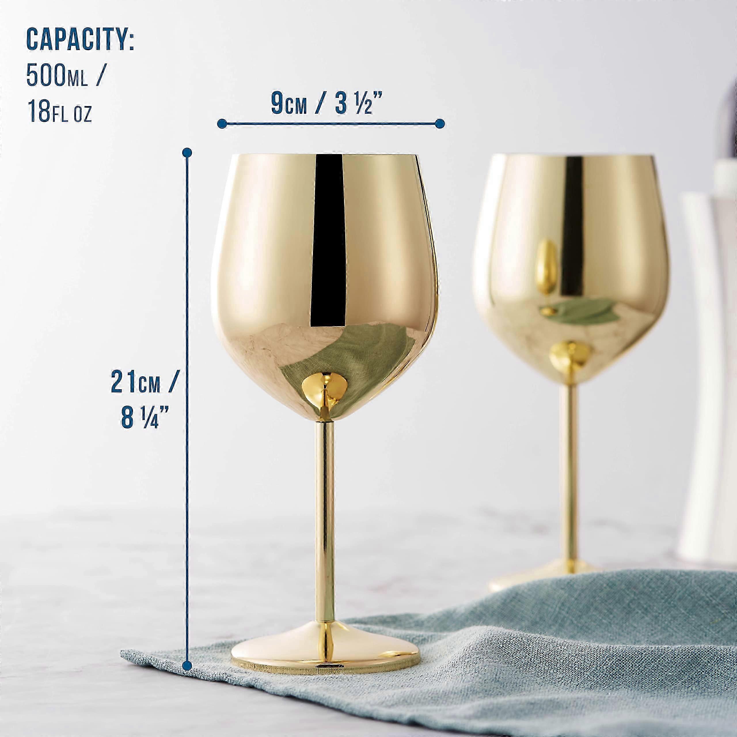 stainless steel wine glasses - gold - robust & unbreakable - gift set ...