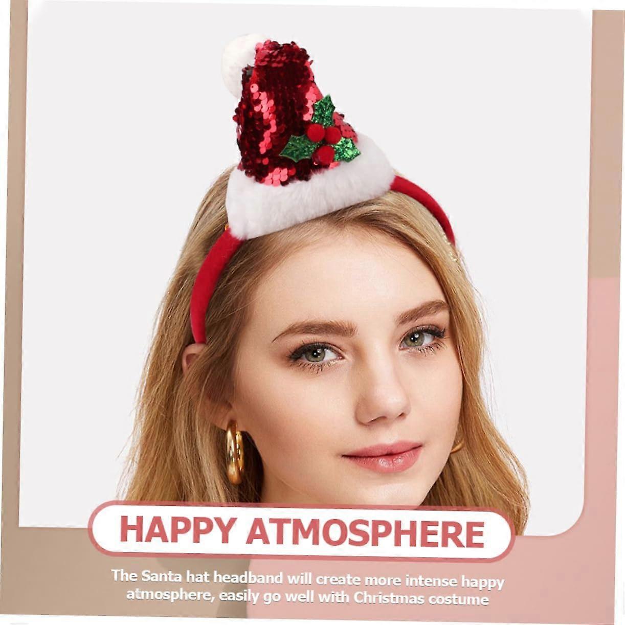 Christmas Headband for Kids and Women, 2-Pack Red Holiday Santa Hat ...