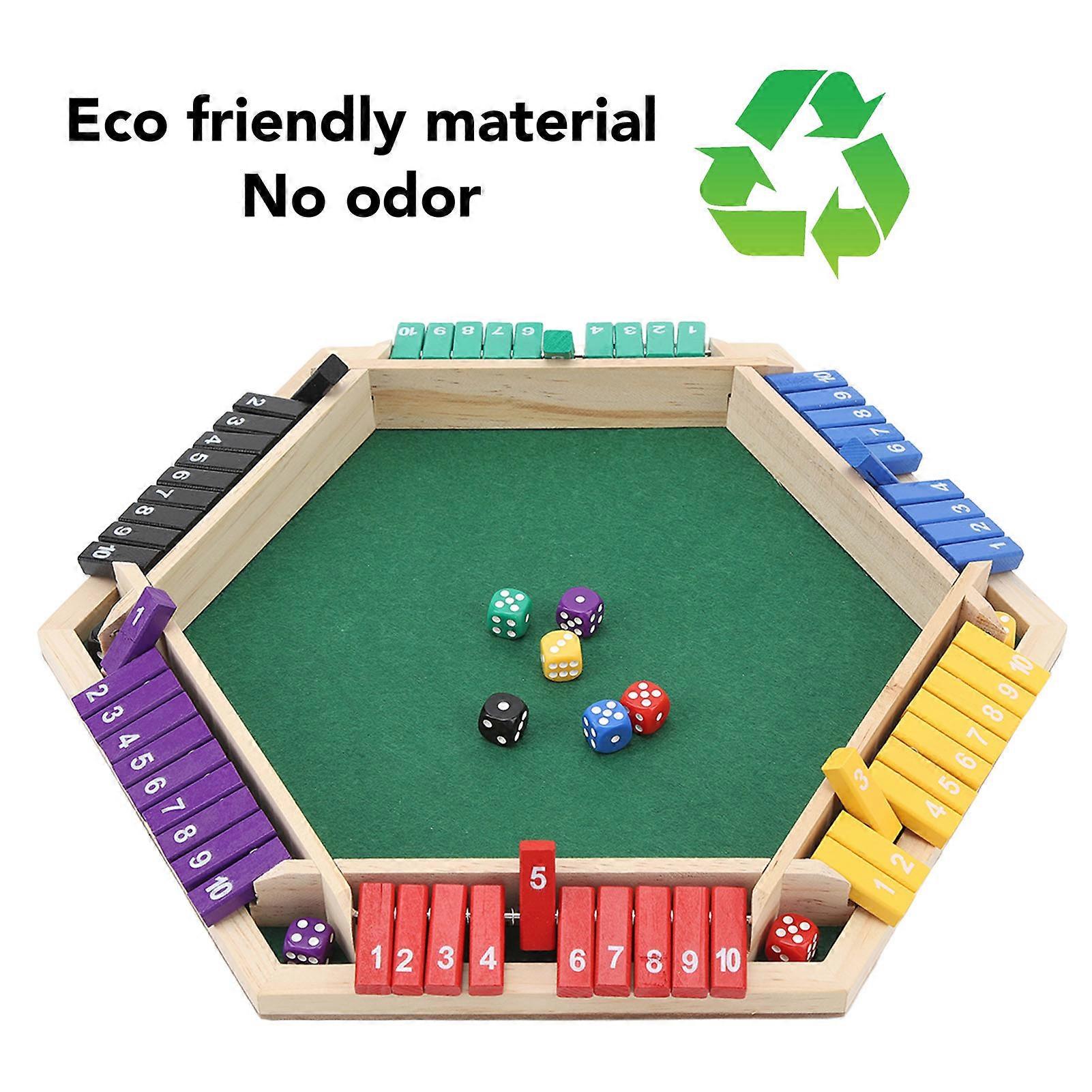 Shut The Box Dice Game 6 Player 6 Color Sided Wooden Tabletop Shut The ...