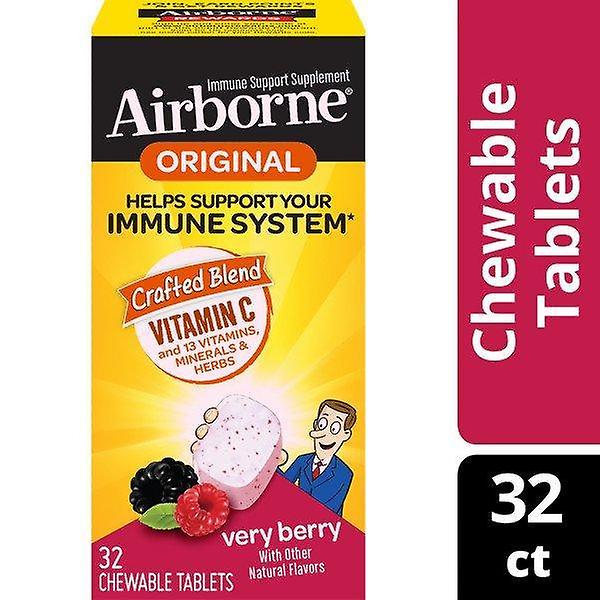 Airborne Very Berry Chewable Tablets, 32 Count - 1000mg Of Vitamin C ...