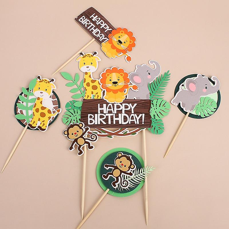 Wild Animal Cake Topper Paper Rubber Carton Animal Toppers for Kids ...