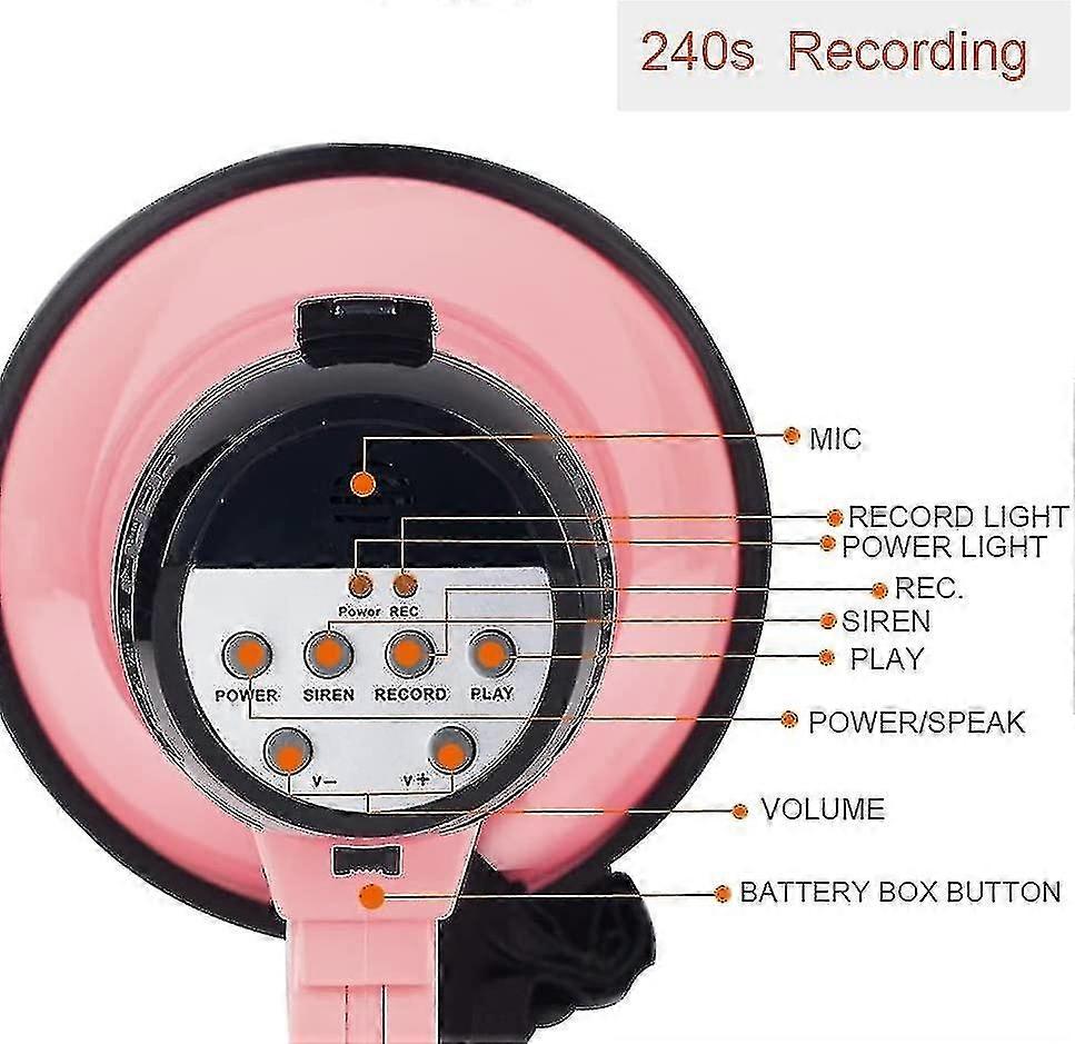 Portable Megaphone Bullhorn 25 Watt Power Megaphone Speaker Voice And ...