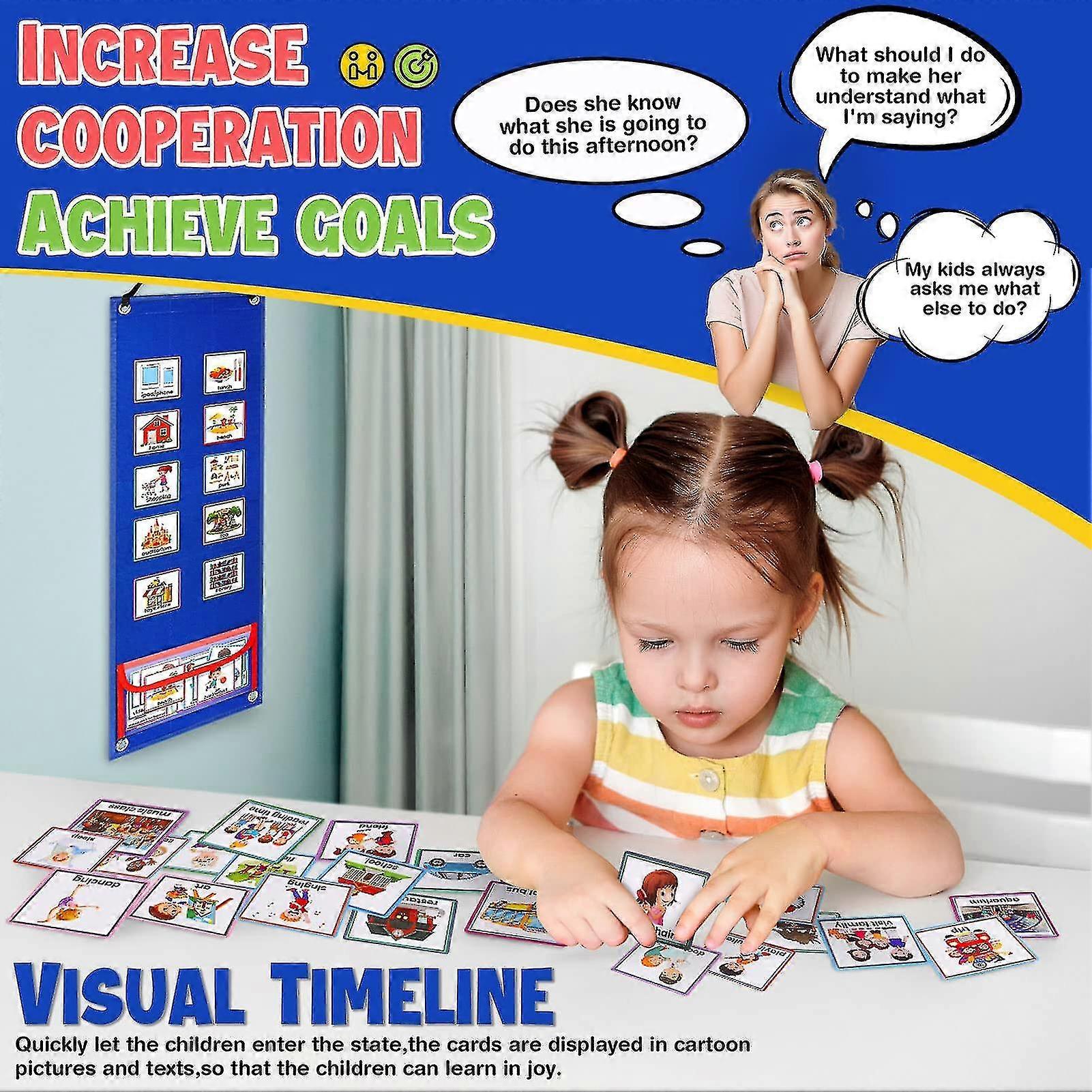 Visual Timetable Children Daily Routine Chart with 70 Pcs Cards, Autism ...