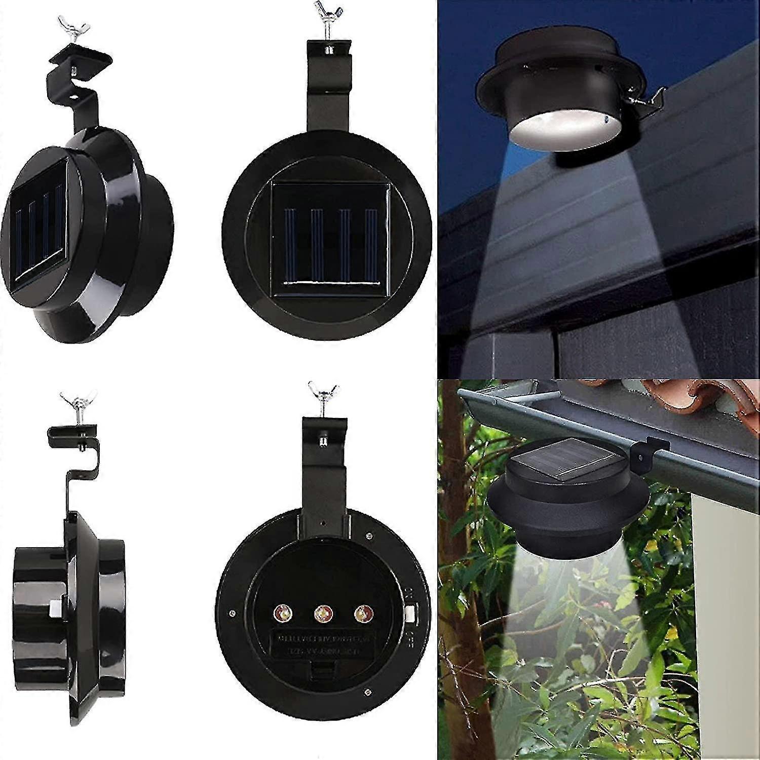Pack Solar Gutter Lights, Outdoor Solar Lights With Adjustable Bracket ...
