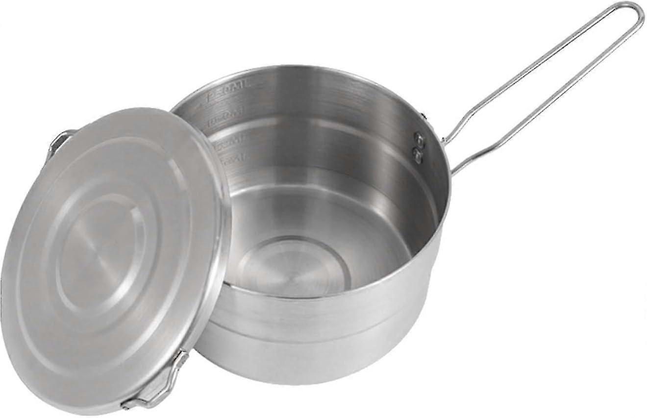 Stainless Steel Camping Cook Pot with Lid and Foldable Handle 1.5L ...