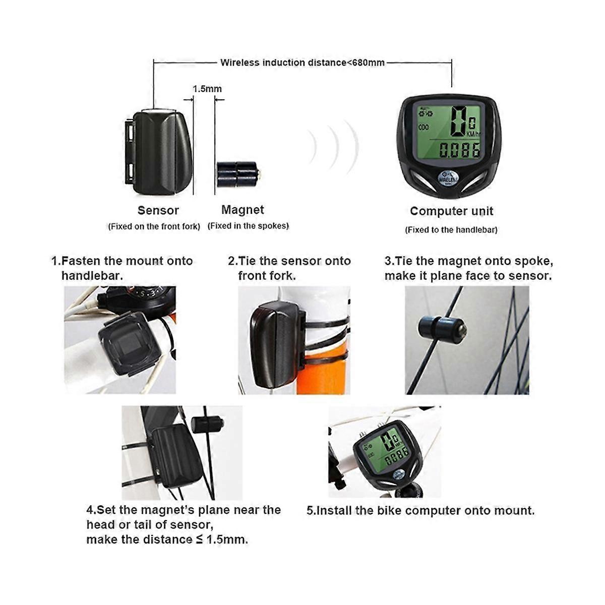 Bicycle Wireless Waterproof Magnet Sensor Bicycle Speedometer Digital ...