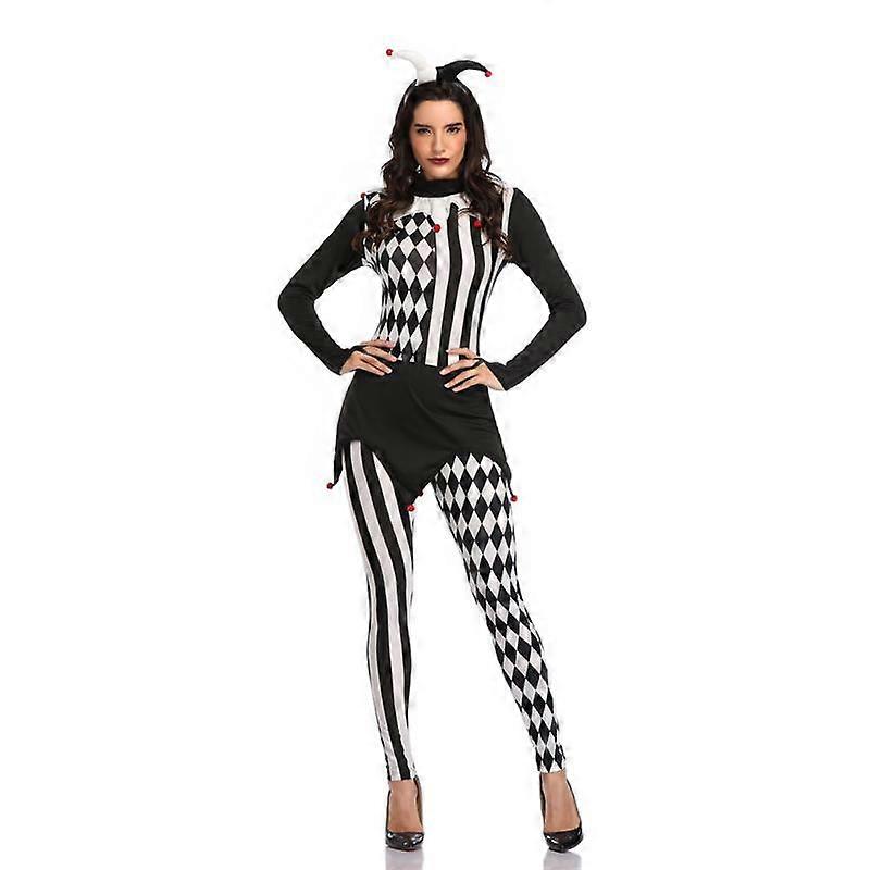 Black and white checkered Funny Circus Clown Costume For Women Stephen ...