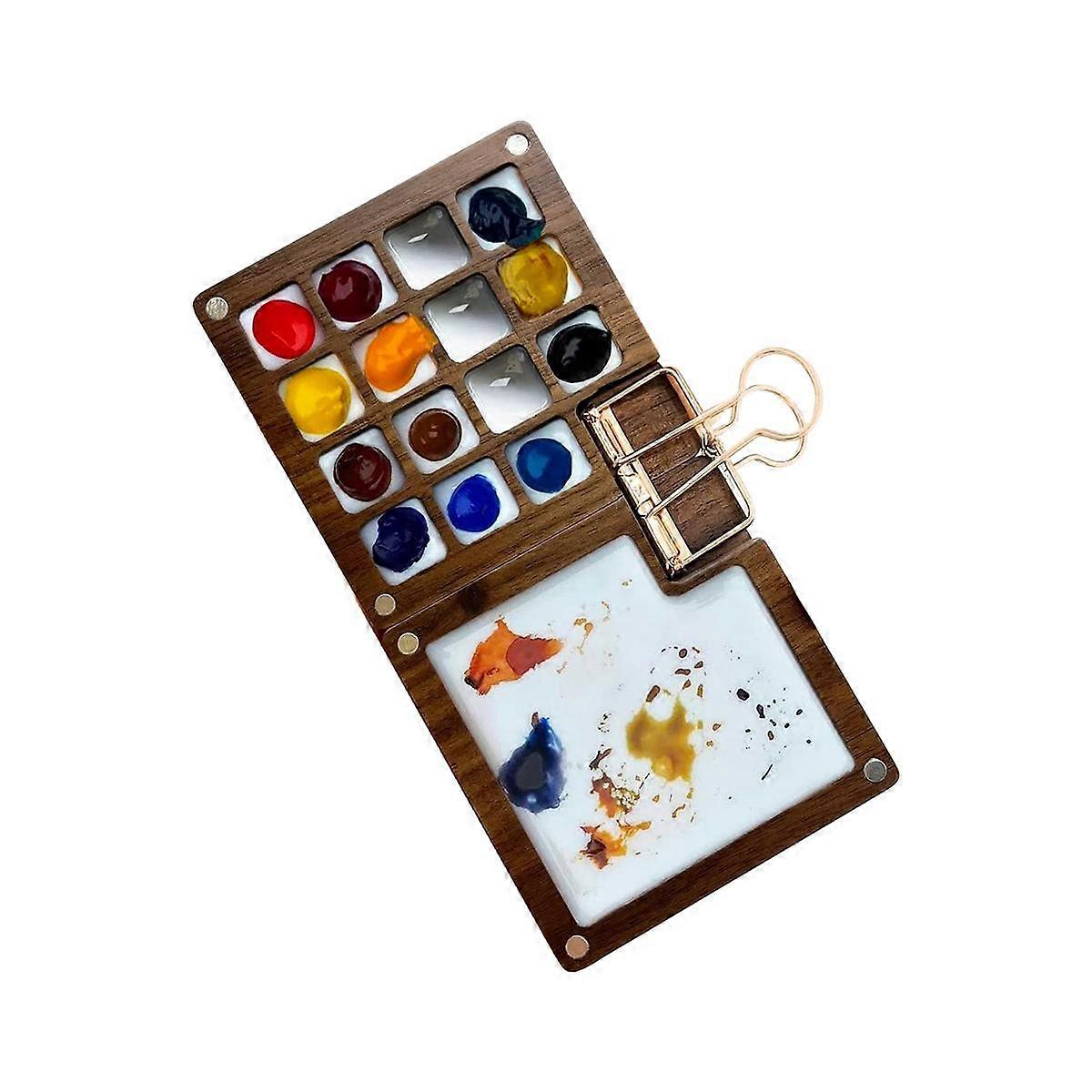 Portable Watercolor Palette, 15 Color Sketchbook Palette, Wooden ...
