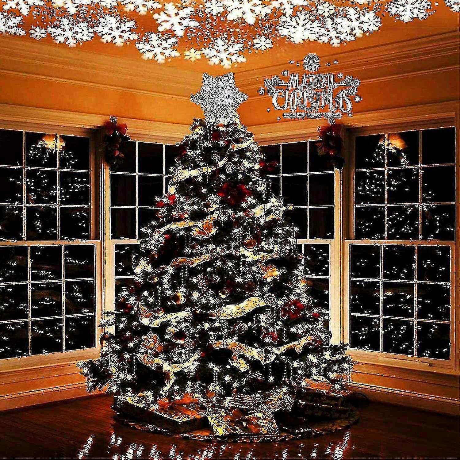 2024 New Christmas Tree Topper Star Led With Snowflakes Projector Light ...