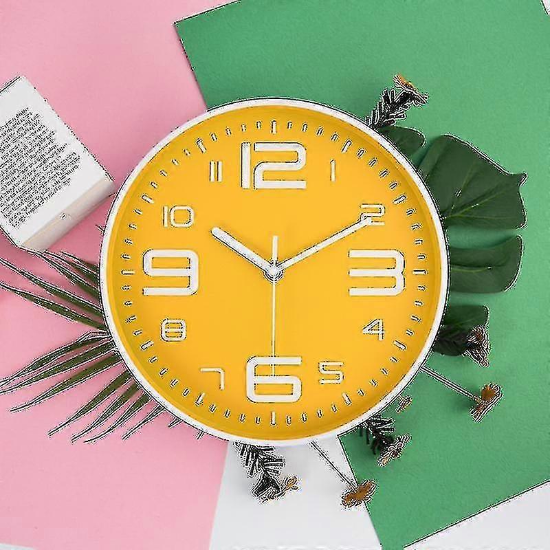 Mustard Yellow Wall Clock Silent Modern Wall Pendulum Large 3d Numbers ...