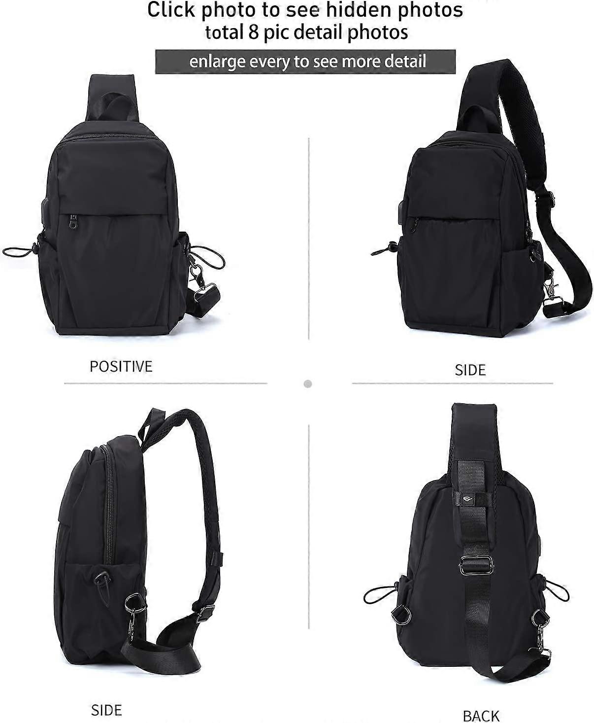 Small Black Sling Crossbody Backpack Shoulder Bag for Men Women ...