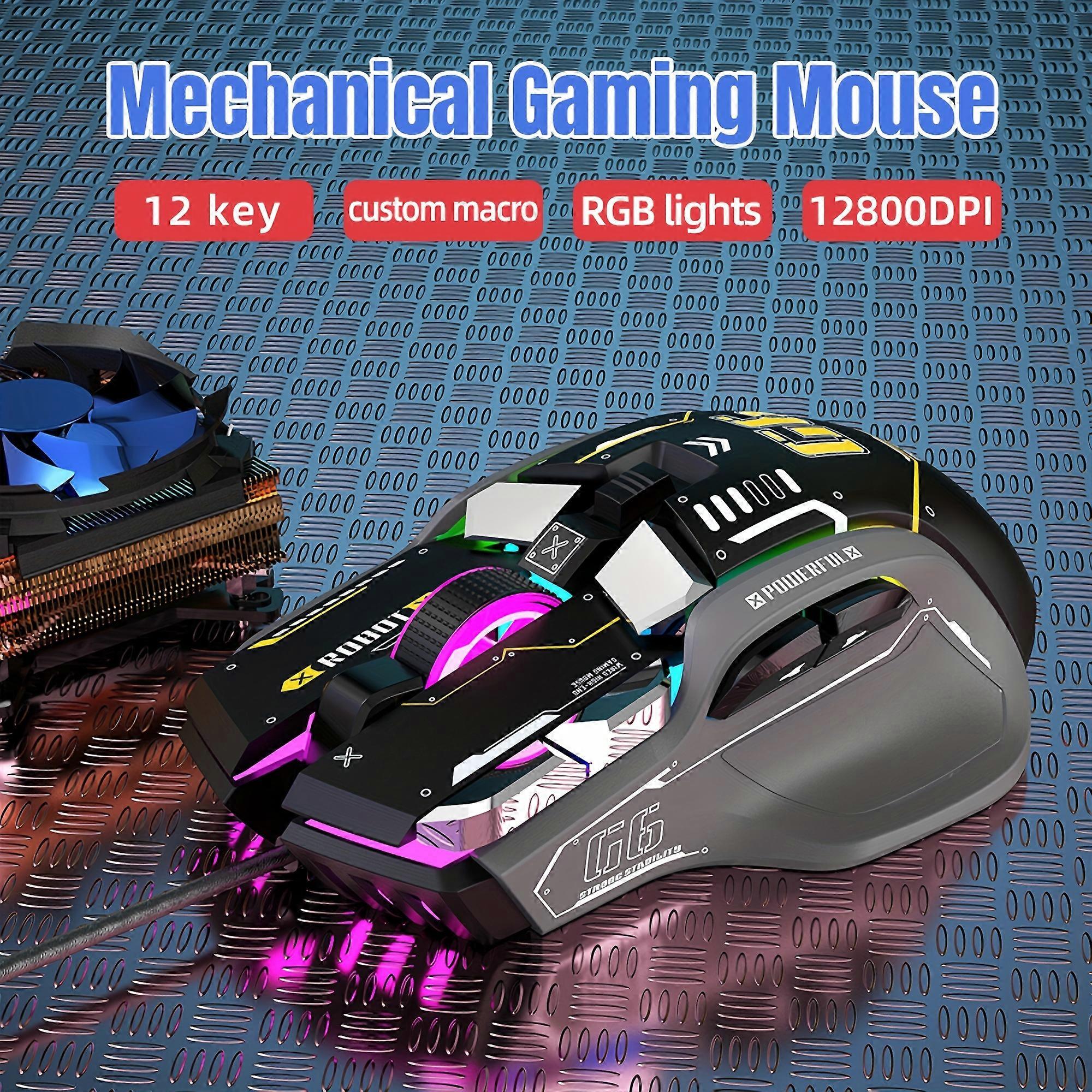Gaming Mouse, Wired Mouse PC Gaming Mice With 12 RGB Backlit, High-Precision 12800 DPI ...
