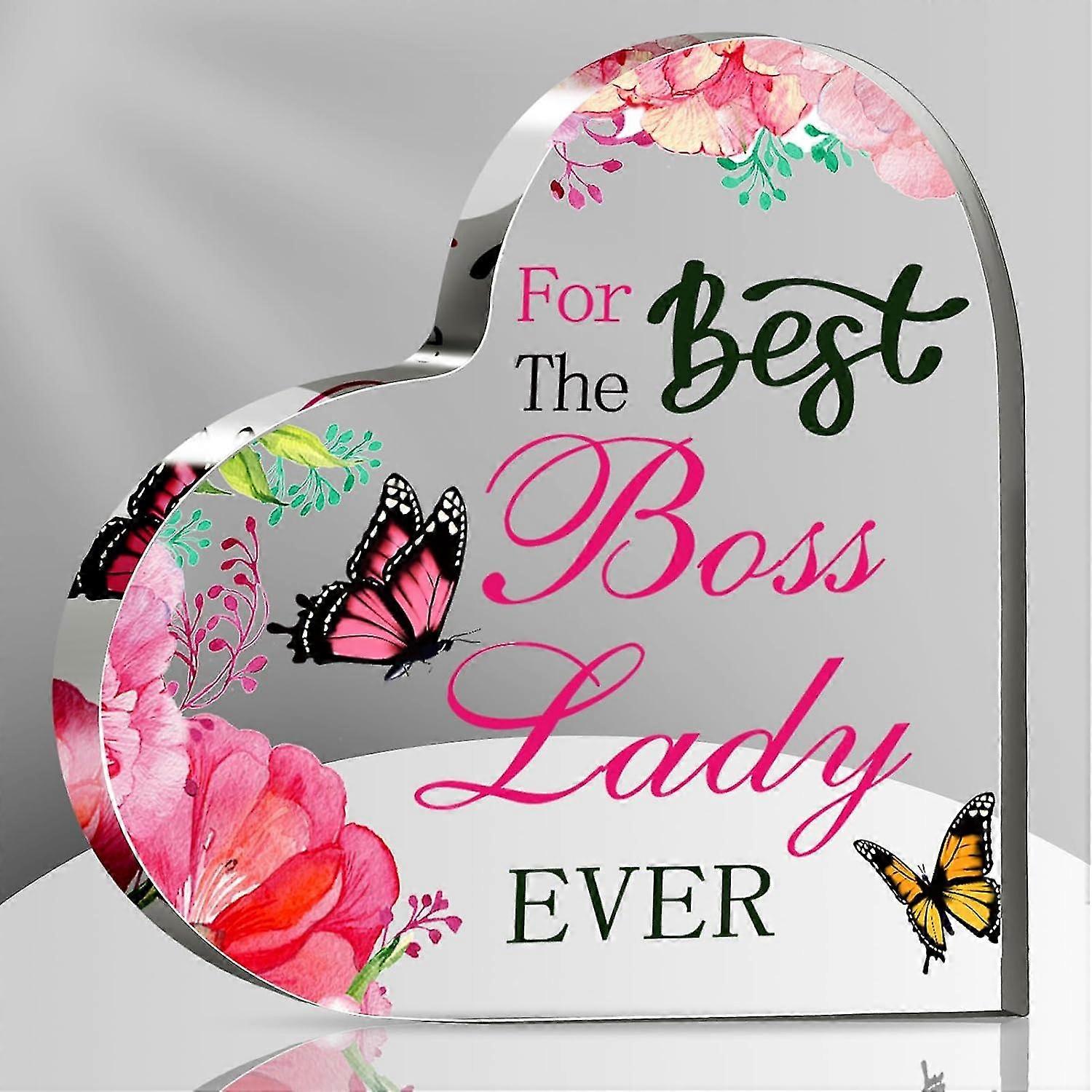 Bosslady Acrylic Heart Gift - Best Boss Lady Ever Paperweight, Female ...