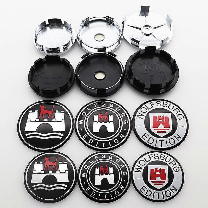 4pcs 56mm 60mm 65mm 68mm wolfsburg edition logo car emblem Wheel Center ...