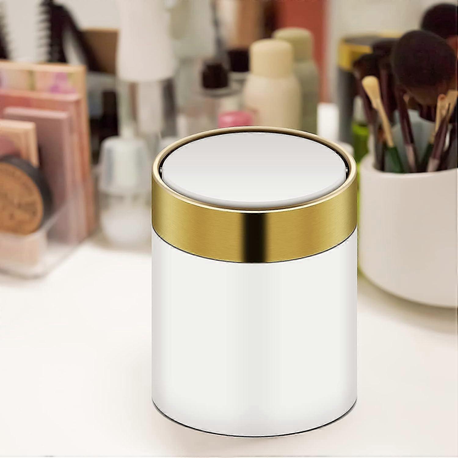 1.5 Liter Mini Trash Can with Lid, Metal Small Tiny Trash Can ...