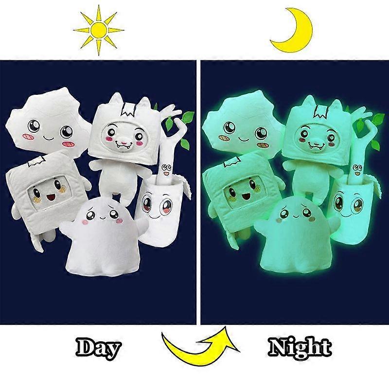 Lankybox Glow In The Dark Plush Foxy Boxy Ghosty Lanky Box Removable ...