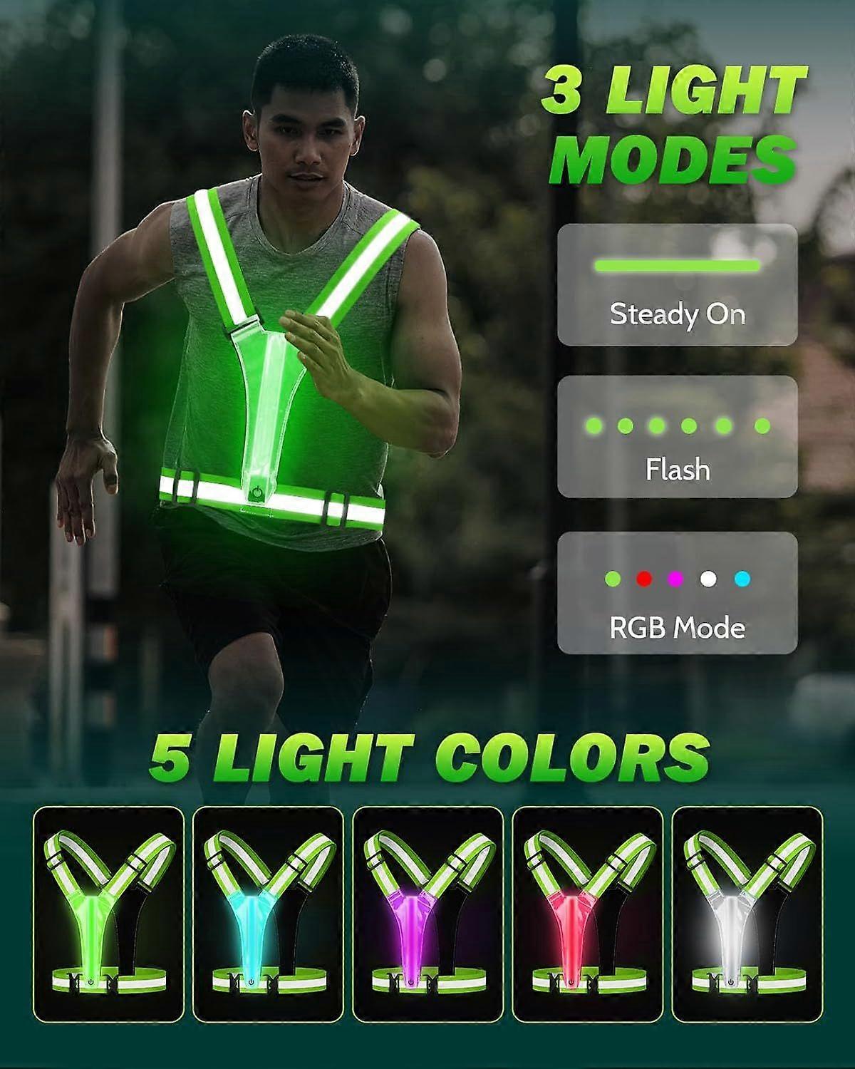 LED Reflective Running Vest, 5 Colors Light Up Running Vest ...