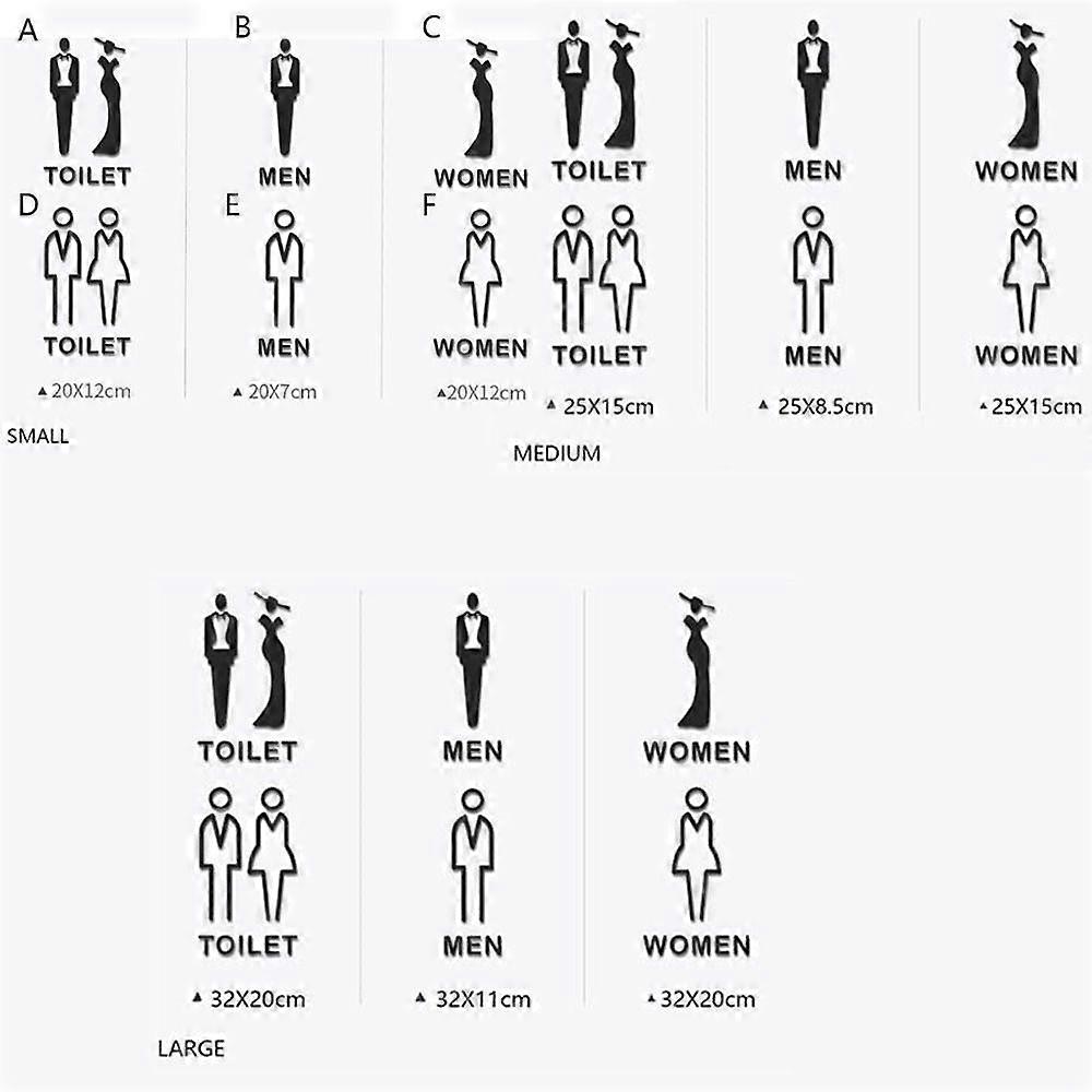 Acrylic Wc Signage Black WC Plaque Orientation Sign Men Women Toilet ...