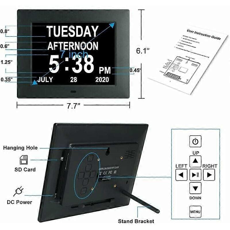 Clock Digital Clock with Oversized Unabbreviated Calendar Date Time ...