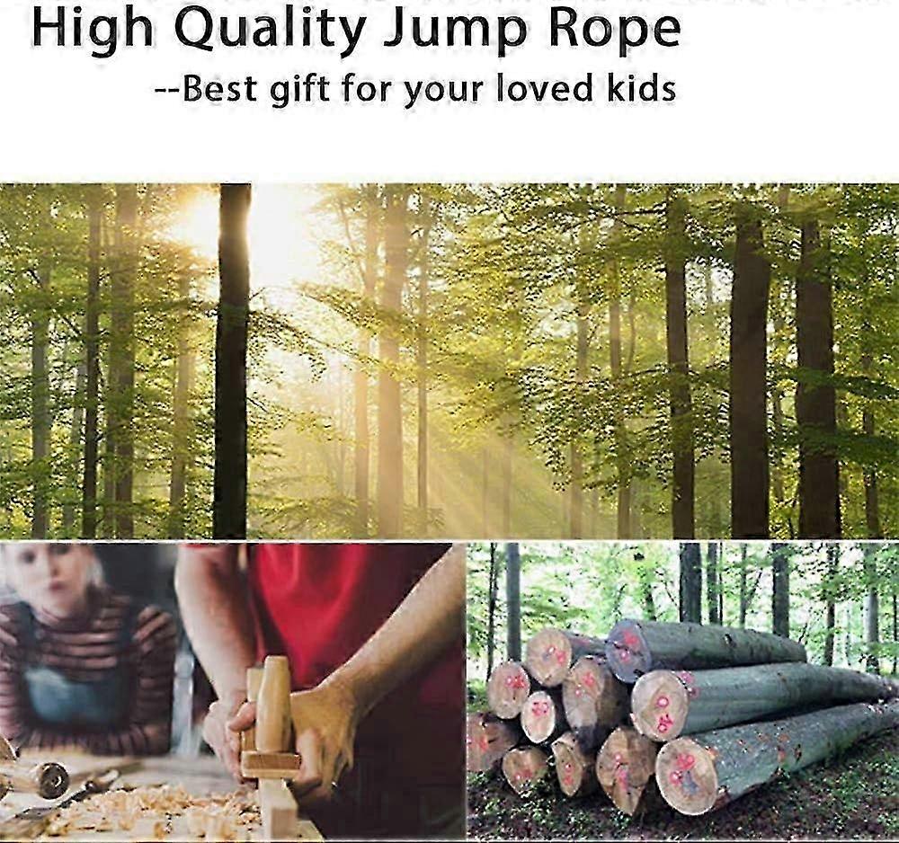 Blue Children's Skipping Rope with Wooden Handle, Adjustable 2.6m ...