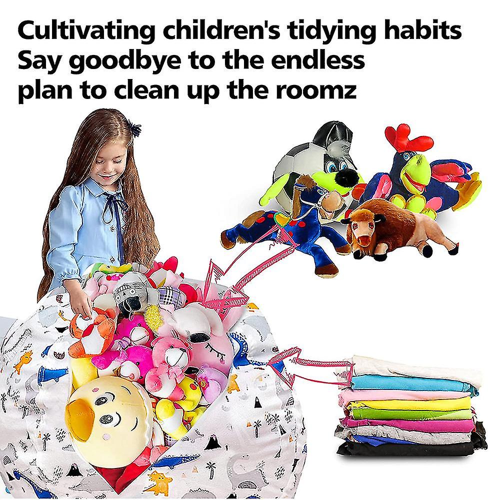 Kids Stuffed Animal Storage Bean Bag With Carrying Handle Sturdy Cotton ...