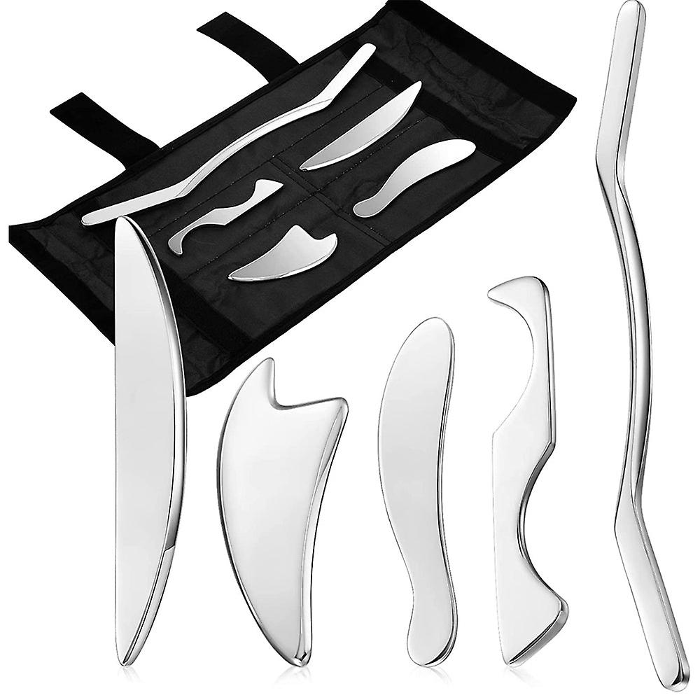 Professional 5 pieces stainless steel gua sha scraping massage tools ...