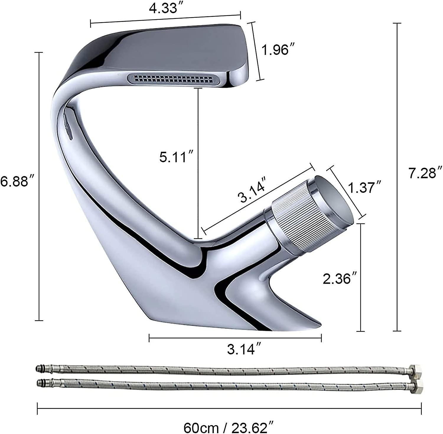 Servant Mixer Tap Chrome Baderom vask tappekran, Moderne Foss Bad kran ...