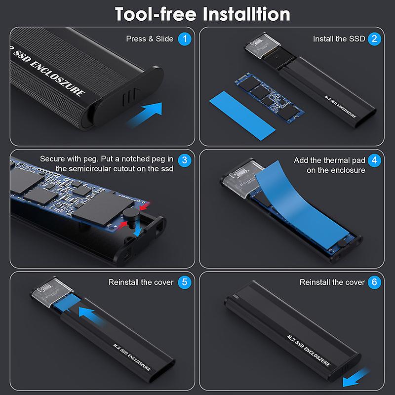 M2 Ssd Enclosure Nvme Sata Dual Protocol 10gbps External Hard Drive Box Adapter For M.2 Nvme ...