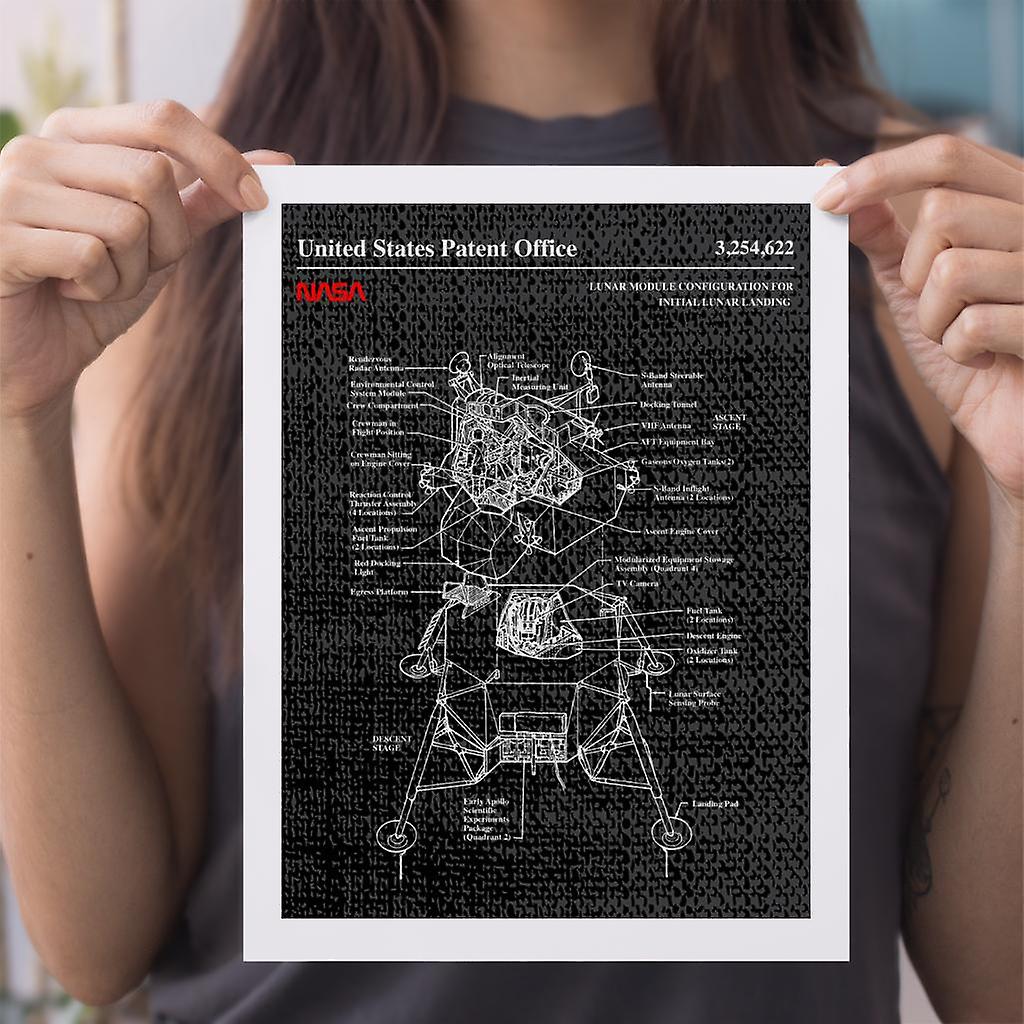 NASA Lunar Module Landing Blueprint A4 Print | Fruugo UK
