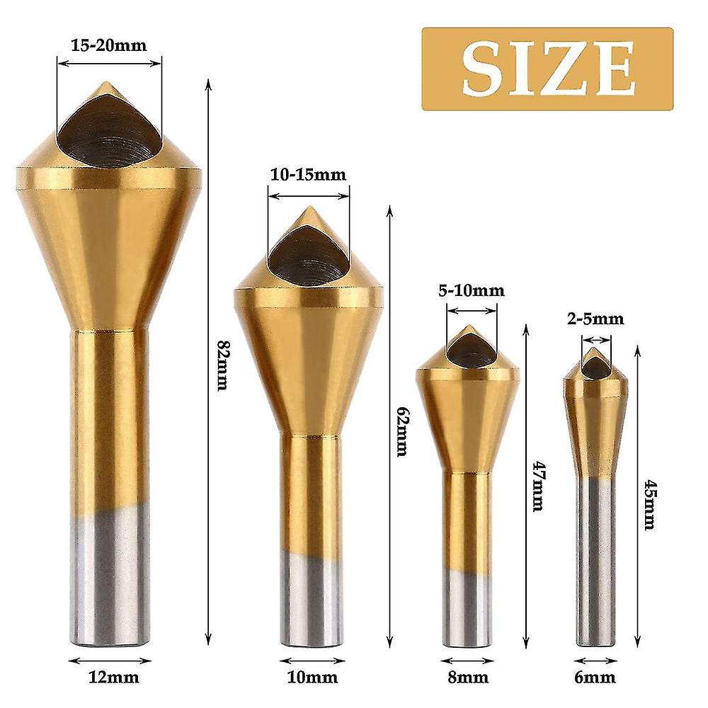 4pcs Deburring Countersink Chamfer Cutter Hss Metal Chamfer Screw Tool ...