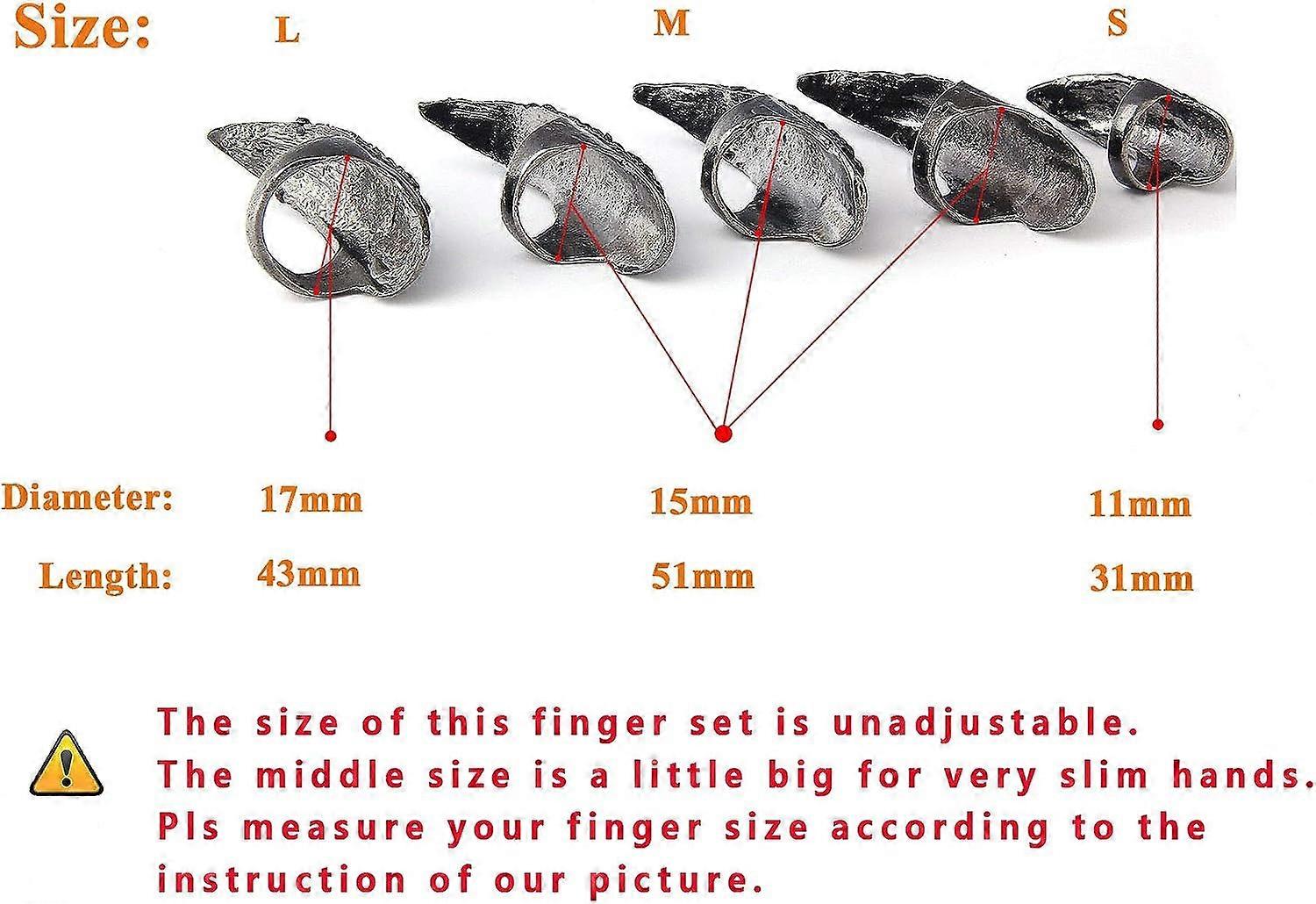 QQDD 10 PCS Costume Claws Fake Nails Ring Set, Gothic Punk 3 Sizes ...