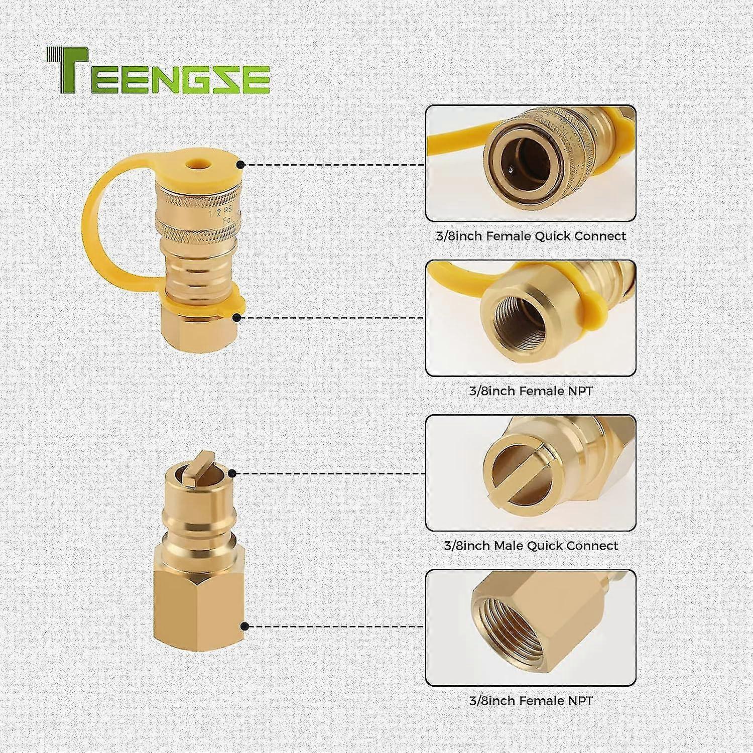3/8inch Natural Gas Quick Connect Fittings, Propane Gas Grill Quick Connector Adapter Kit, Lp ...