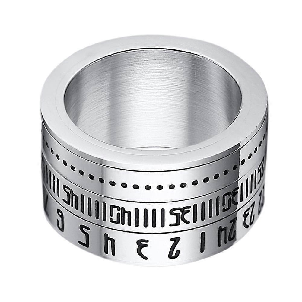 Rotating Ring Titanium Steel Arabic Numerals Calendar Clock Ring Men ...