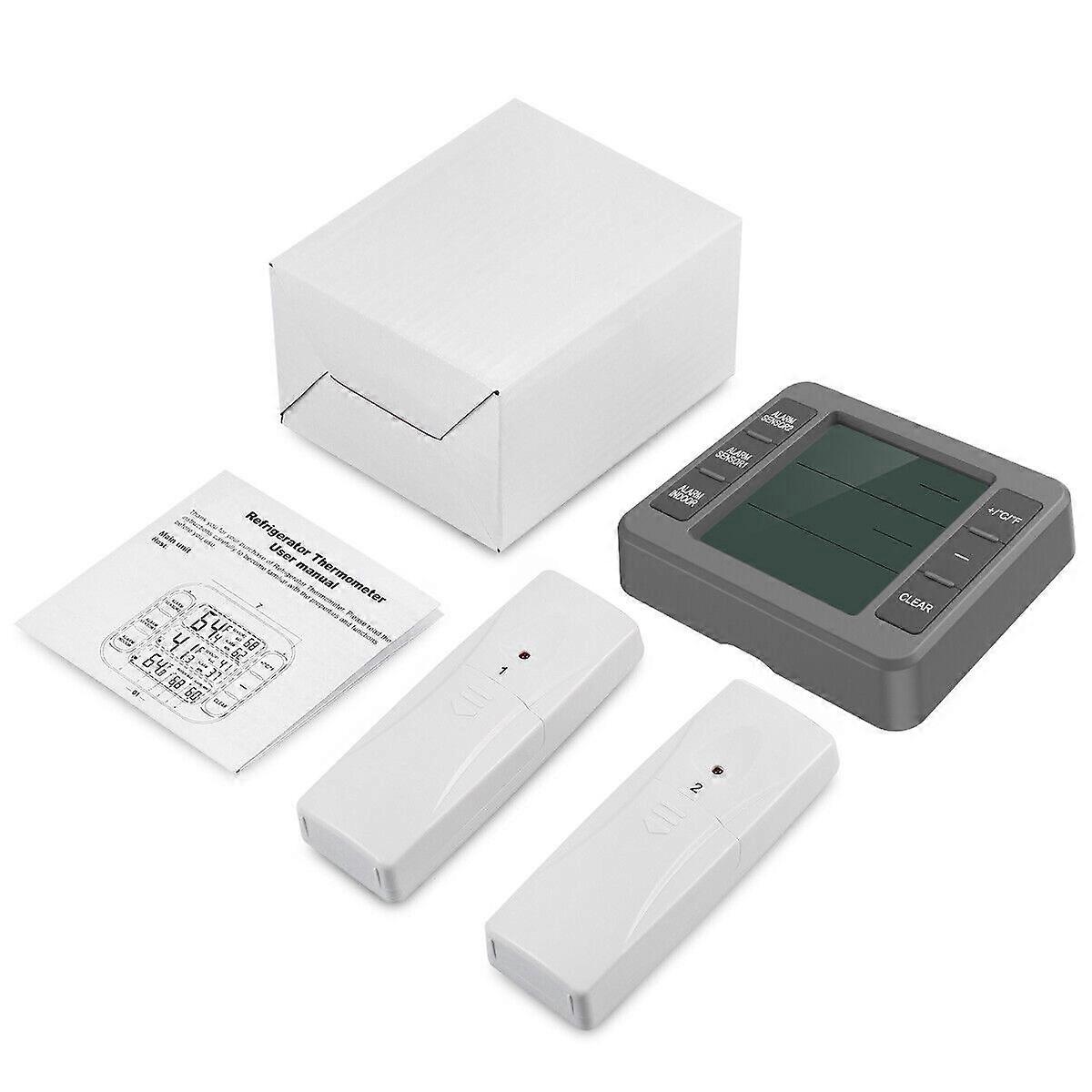 Wireless Digital Freezer Alarm Thermometer Fridge Home Indoor Outdoor 2 ...